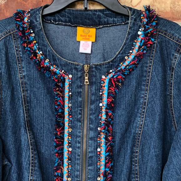 Ruby Rd. | Jackets & Coats | Ruby Rd Size 6w Jacket Embellished Zip Up ...